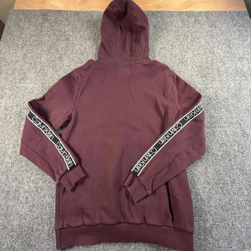 Calvin Klein | Shirts | Calvin Klein Mens Maroon Hoodie With Logo Tape ...